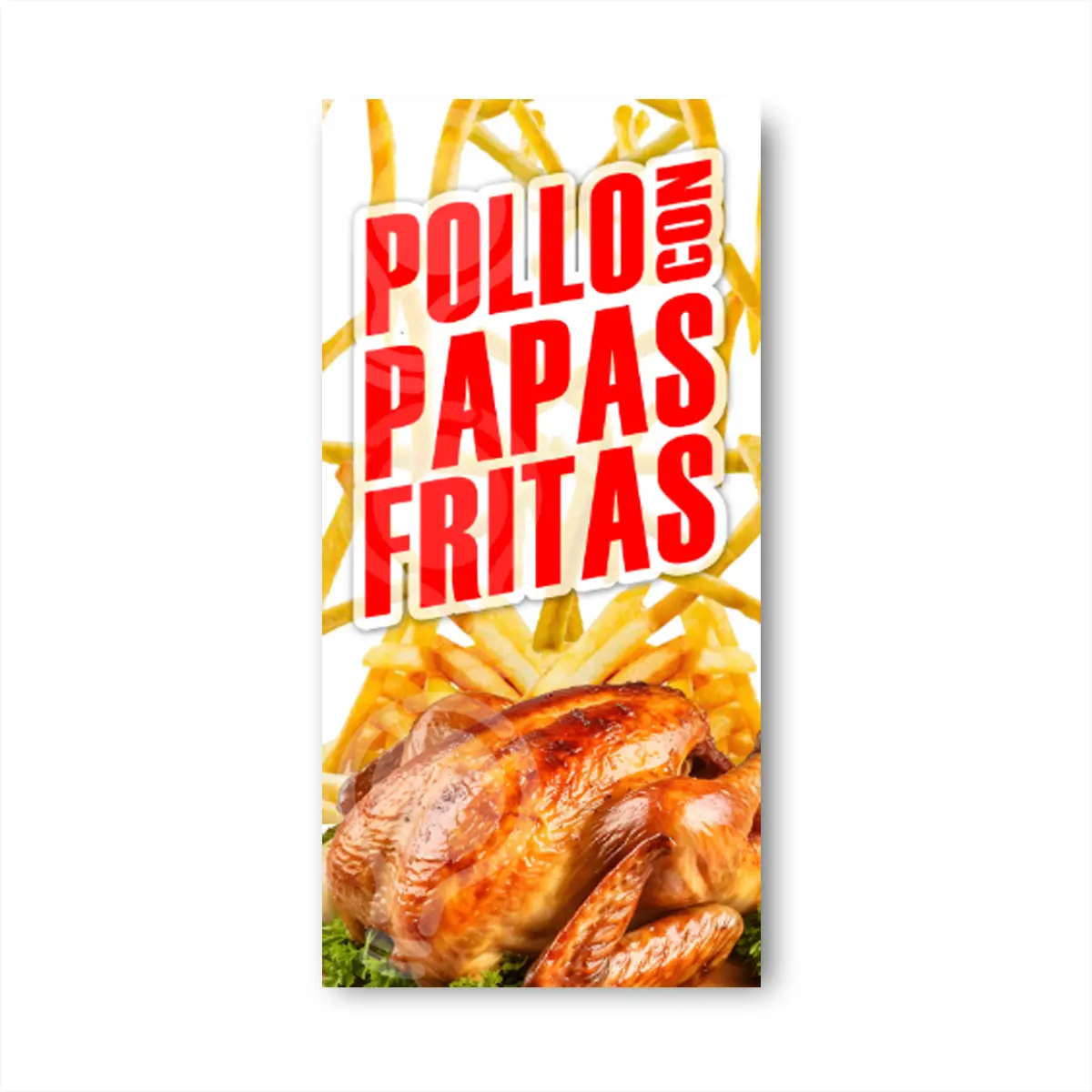 Pendón Publicitario Colgante Pollo Asado con Papas Fritas | 01